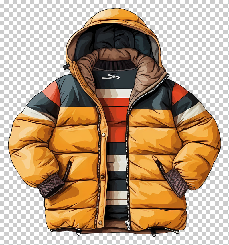 Colorful Down Jacket - Yellow Puffer Jacket With Hood For Cold Weather ...
