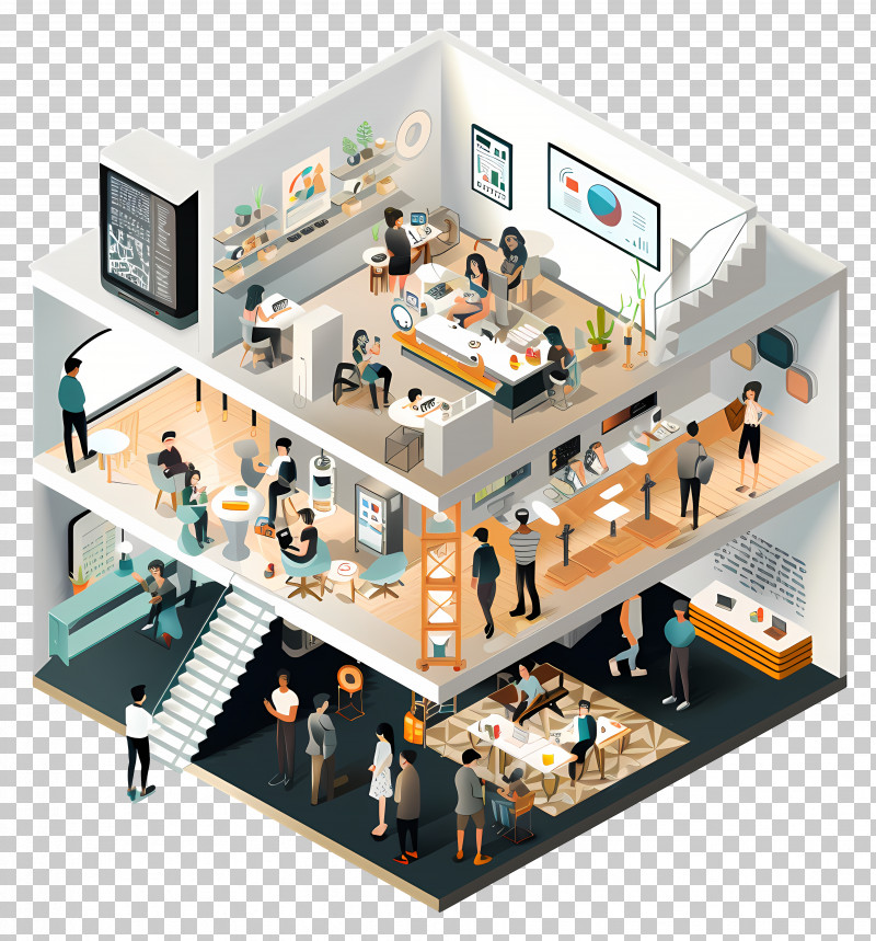 Crowded Room - Modern Office Building With Employees PNG, Clipart ...