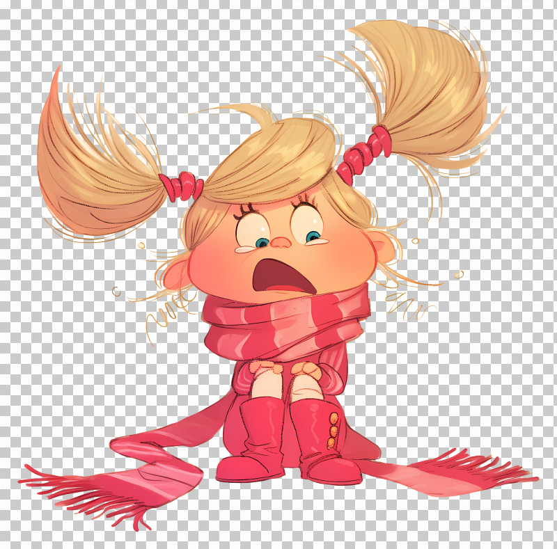 Cindy Lou Who - Charming Cartoon Girl With Red Scarf PNG, Clipart ...