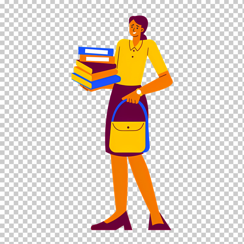 Cartoon Teacher - Woman Carrying Books And Bag PNG, Clipart, Bag, Books ...