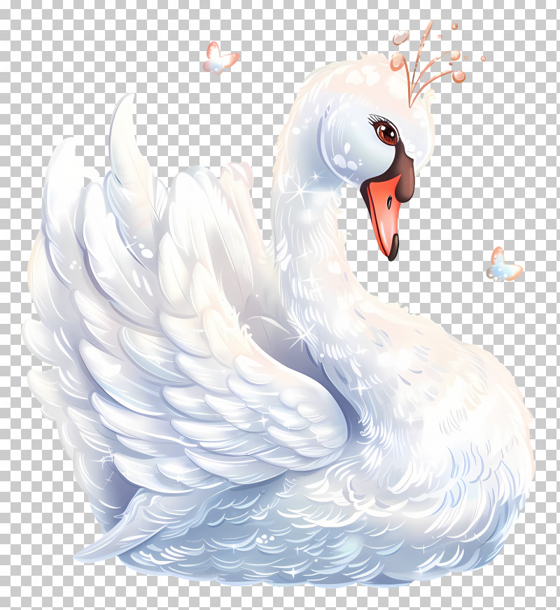 Cute Swan - Graceful White Swan With Butterflies PNG, Clipart, Beauty ...