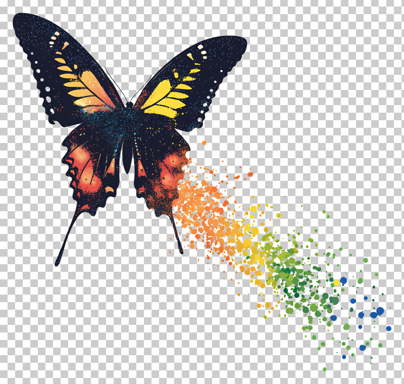 Butterfly Particle Trail - Colorful Butterfly With Rainbow Trail PNG ...