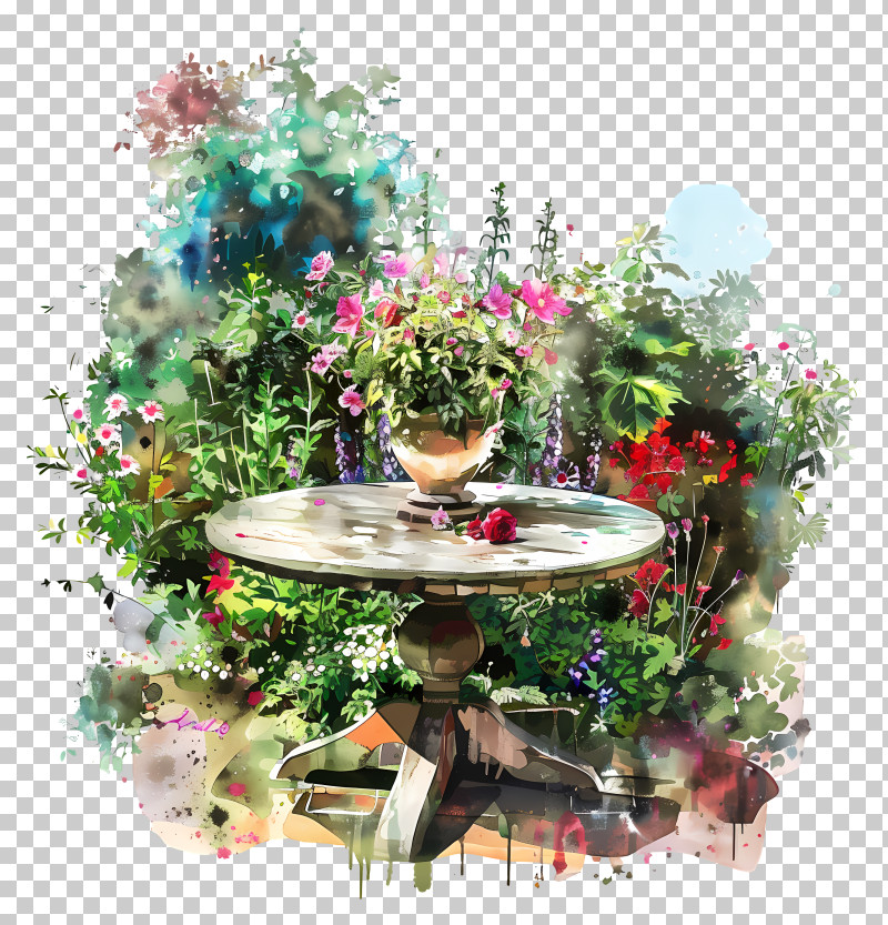 Spring - Garden Table With Flowers PNG, Clipart, Colorful, Decor ...