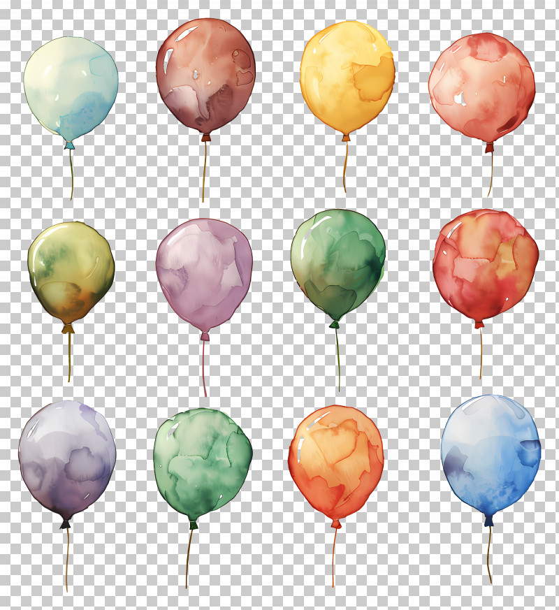 Balloon - Colorful Watercolor Balloons In Different Shades PNG, Clipart ...