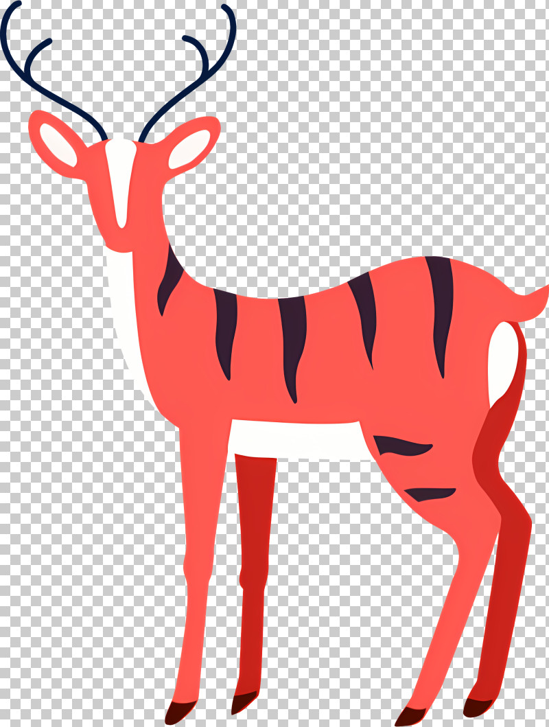 Red Deer - Striped Cartoon Antelope Illustration PNG, Clipart, Animal ...