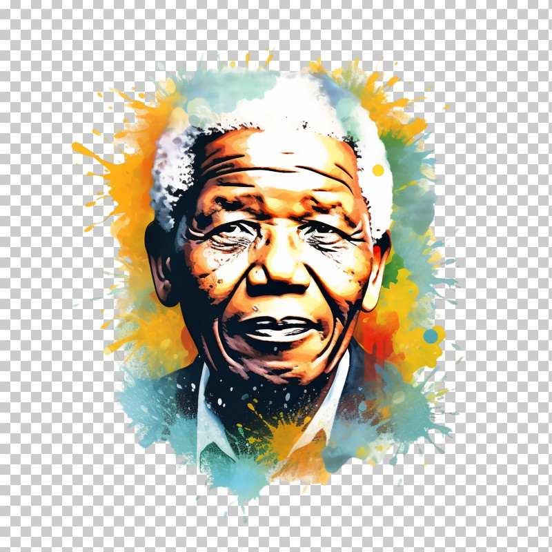 Nelson Mandela - Watercolor Portrait With Vibrant Splash PNG, Clipart ...