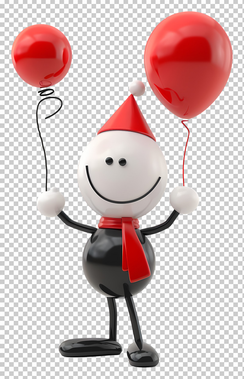 Christmas Stick Figure - Playful Stickman Holding Red Balloons With ...