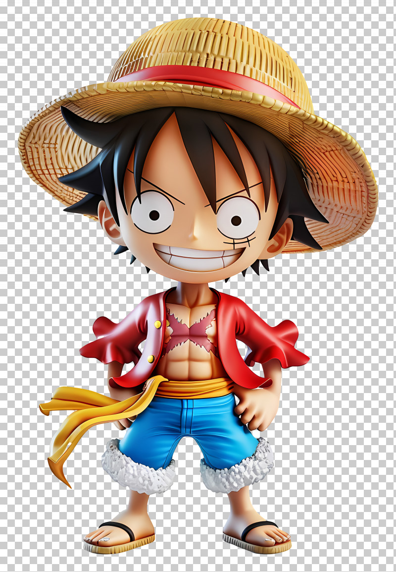 Luffy Action Figure - Cartoon Pirate Boy With Straw Hat And Red Shirt ...