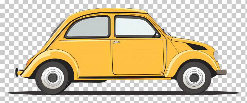 Animated Car - Yellow Vintage Car Side Profile Illustration PNG ...