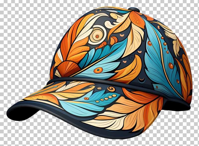 Hat - Vibrant Decorative Cap With Feather Motif PNG, Clipart, Artistic Caps, Bold Patterns ...