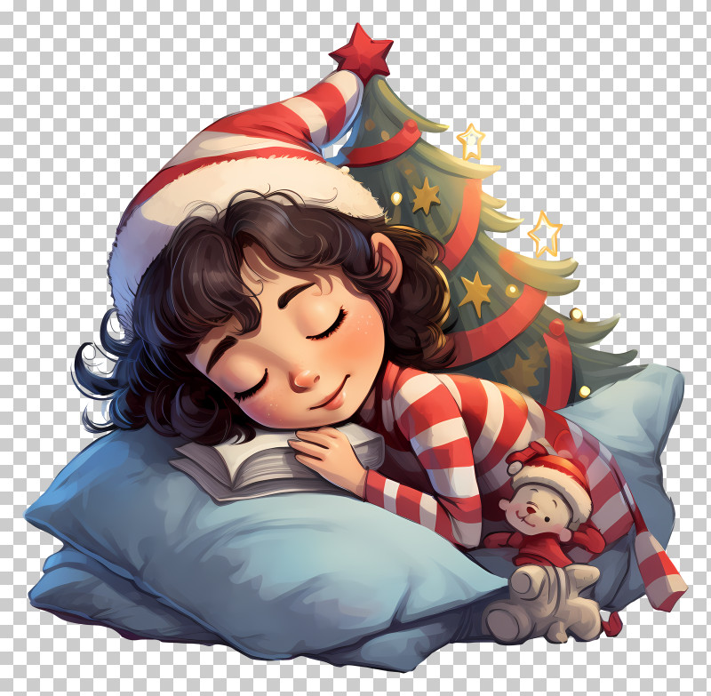 Sleeping - Sleeping Girl With Christmas Decorations PNG, Clipart, Child ...