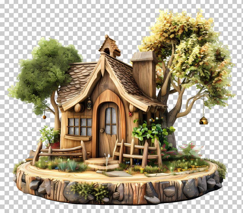Little House - Cute Wooden Fairy Tale House With Garden PNG, Clipart ...