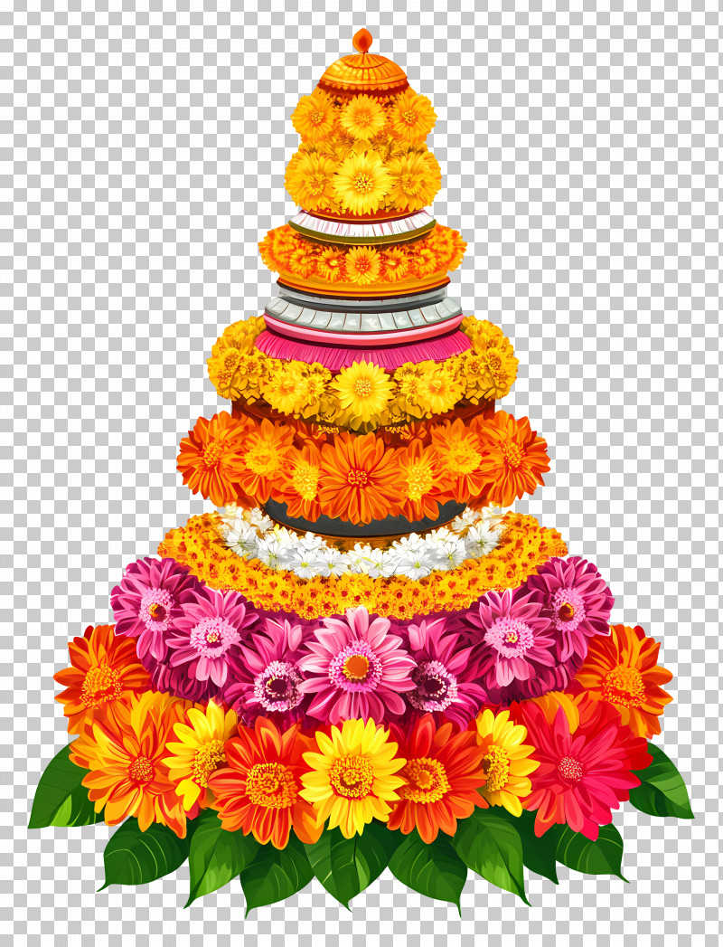 Bathukamma - Bright Floral Tower For Bathukamma Festival PNG, Clipart ...