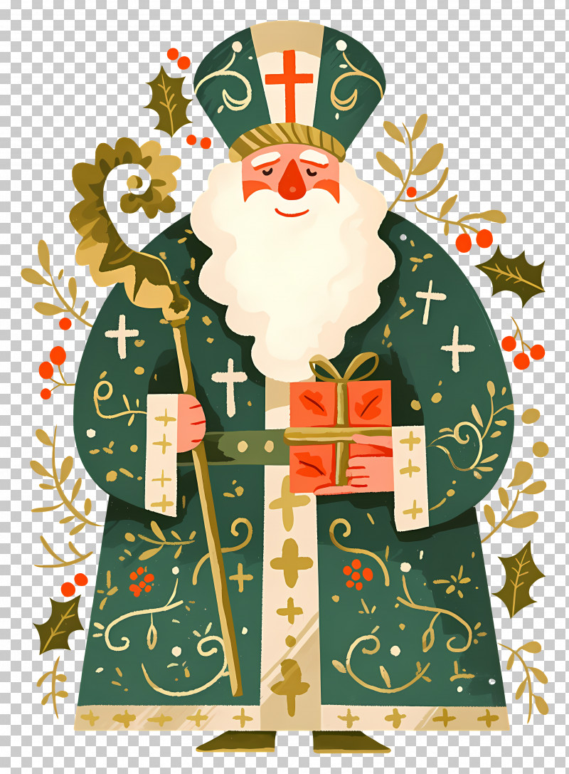 Saint Nicholas Day - Saint Nicholas Holding Gift And Staff For Holiday ...
