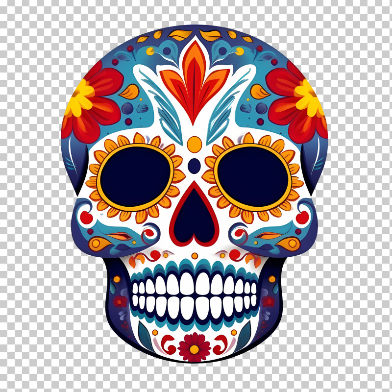 Day Of The Dead - Bright Sugar Skull Design For Day Of The Dead PNG ...
