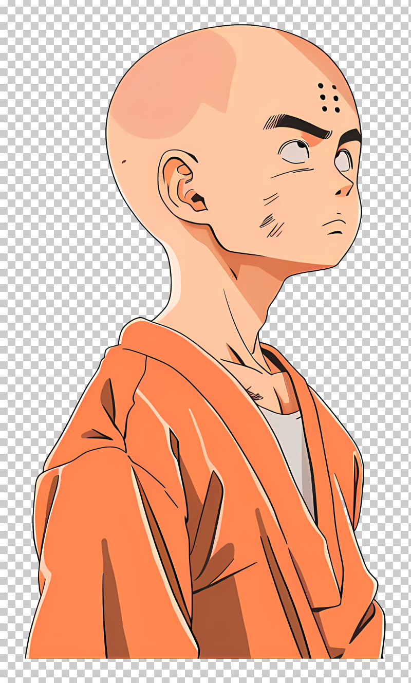 Krillin - Bald Anime Cartoon Character In Orange Clothes PNG, Clipart ...