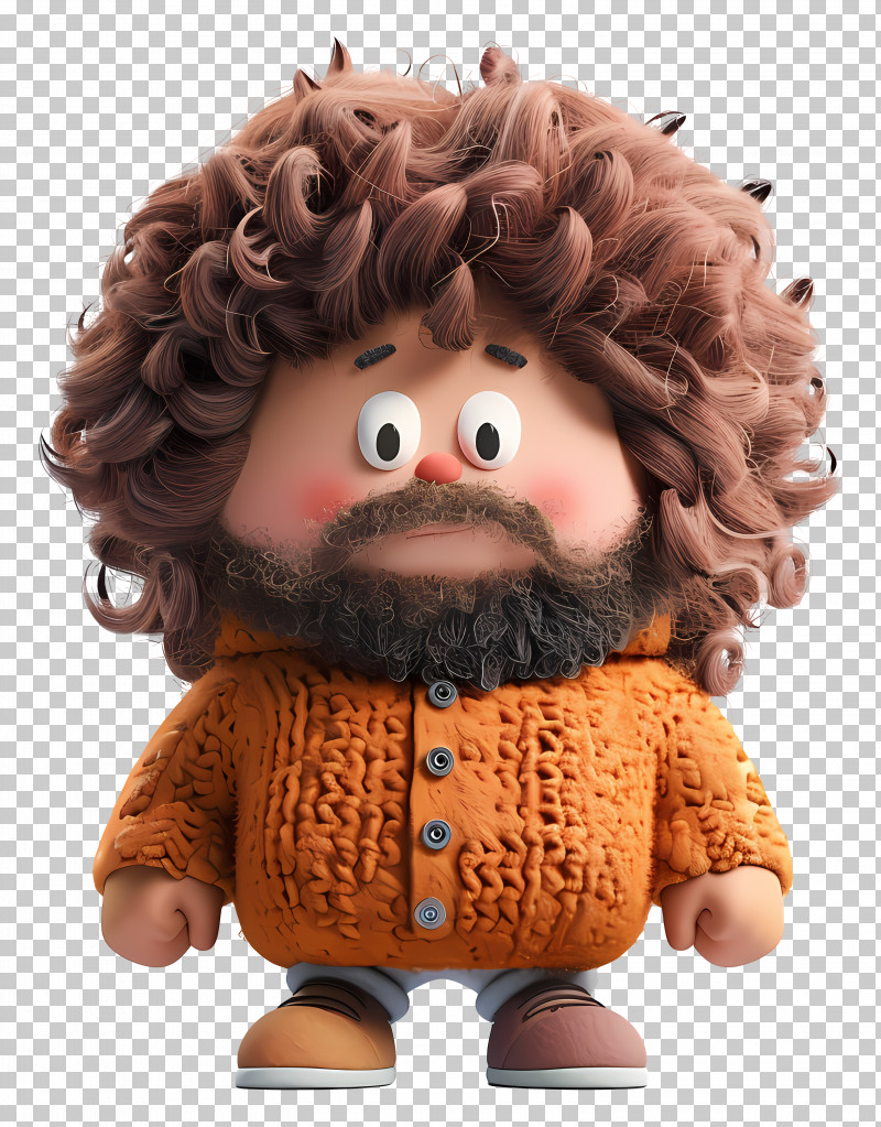 Fluffy Haired Man - Curly-Haired Cartoon Figure PNG, Clipart, Beard ...
