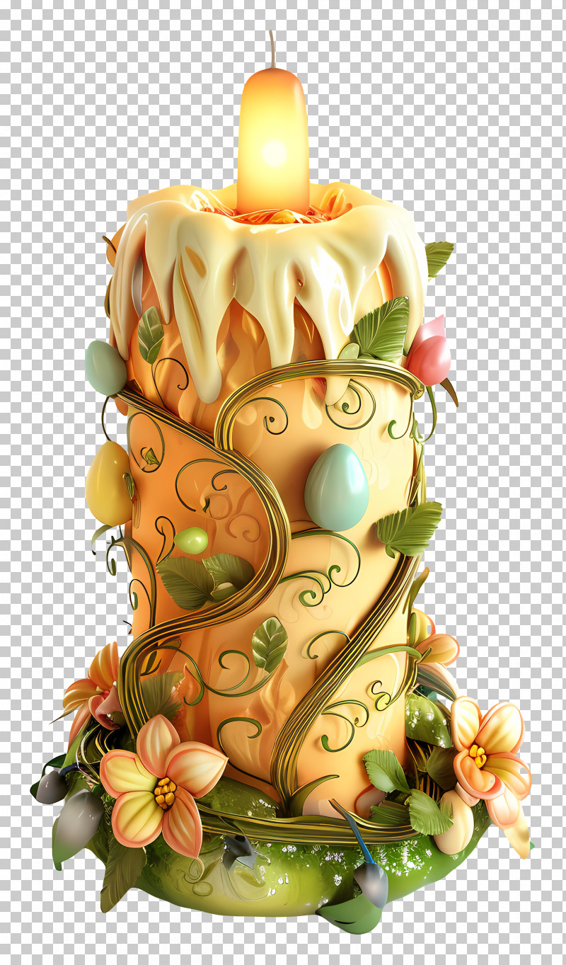 Easter Candle - Ornate Decorative Candle With Floral Design PNG ...