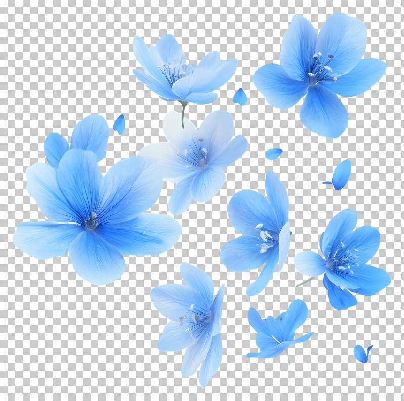 Falling Flowers - Blue Flower Petals In A Gentle Fall PNG, Clipart ...