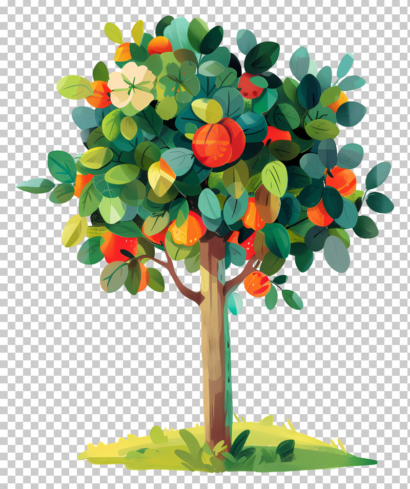 Cartoon Tree - Colorful Fruit-Bearing Tree Illustration PNG, Clipart ...