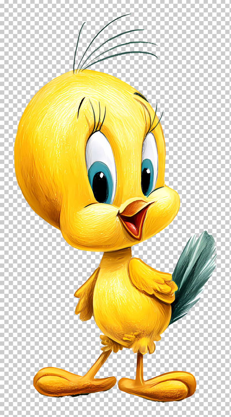 Watercolor Tweety - Yellow Cartoon Bird Character PNG, Clipart ...