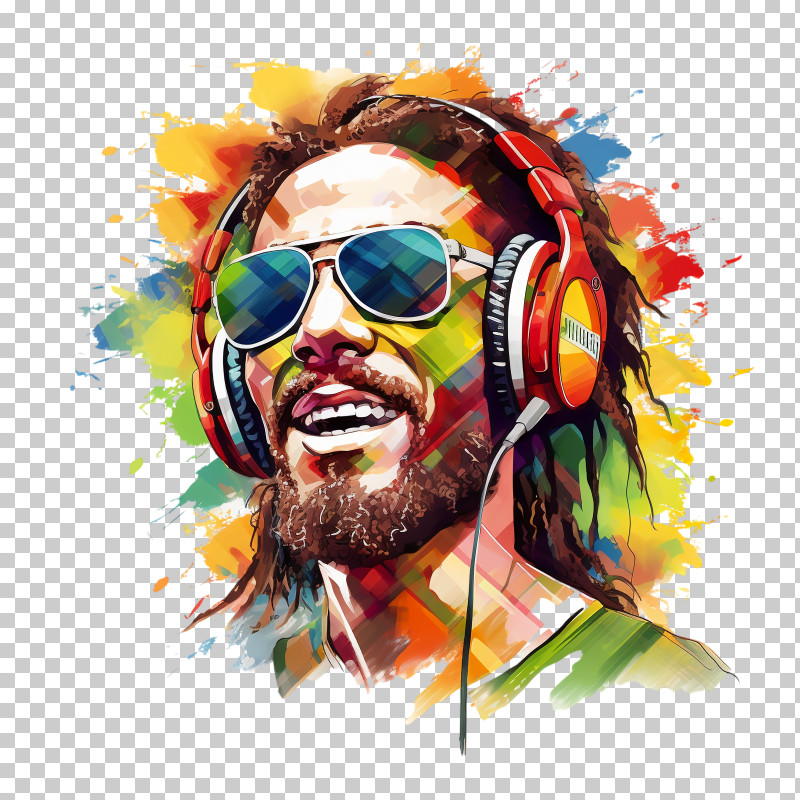International Reggae Day - Man Enjoying Music With Headphones PNG ...