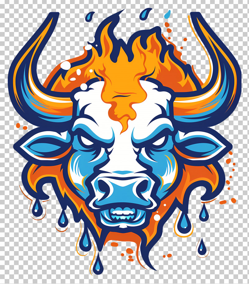 Bull Head - Fiery Bull With Flames PNG, Clipart, Blue, Bull Head, Fiery ...