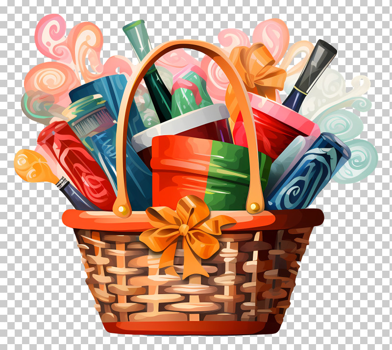 Wicker Basket - Basket Filled With Art Supplies And Decorations PNG ...