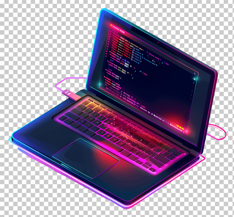 Code Editing - Neon Laptop With Code PNG, Clipart, Code Editing, Coding, Computer, Hardware ...