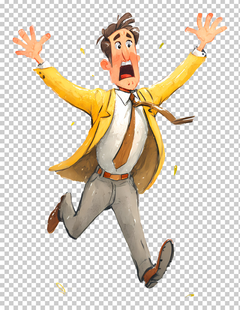 Panicking Businessman - Scared Man In Yellow Suit PNG, Clipart, Emotion ...