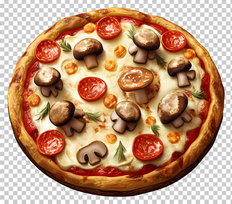 Mushroom Pizza - Delicious Pizza With Mushrooms And Pepperoni PNG ...