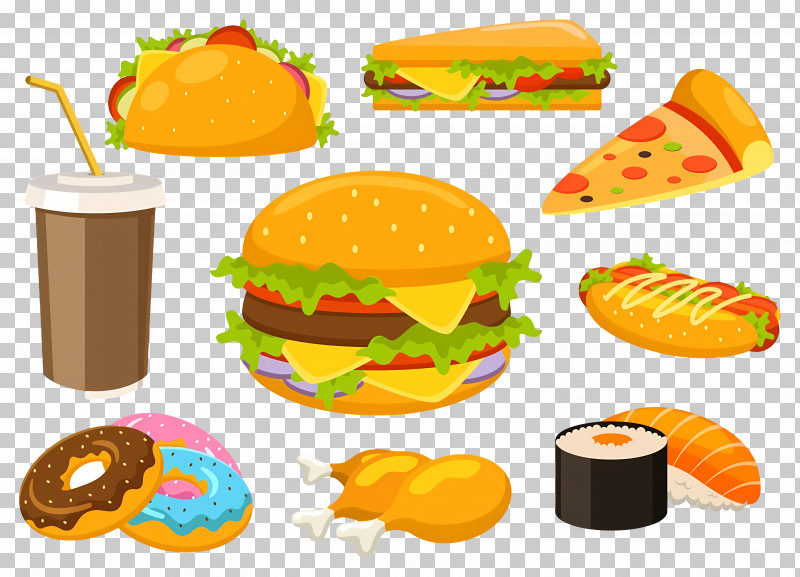 Junk Food - Diverse Fast Food Items In A Colorful Display PNG, Clipart ...