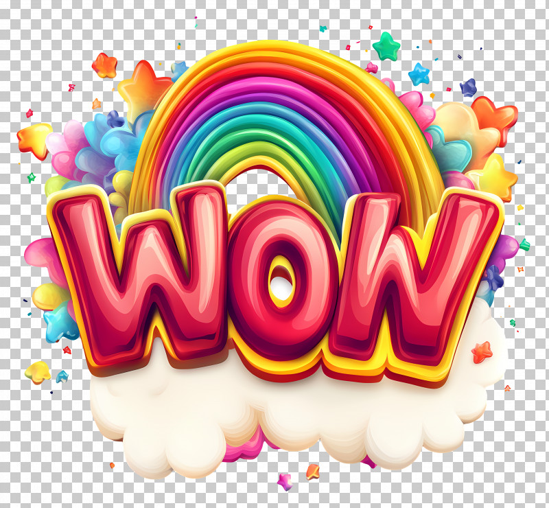Wow - Vibrant WOW Text With Rainbow PNG, Clipart, Celebration, Colorful Wow Text, Excitement ...