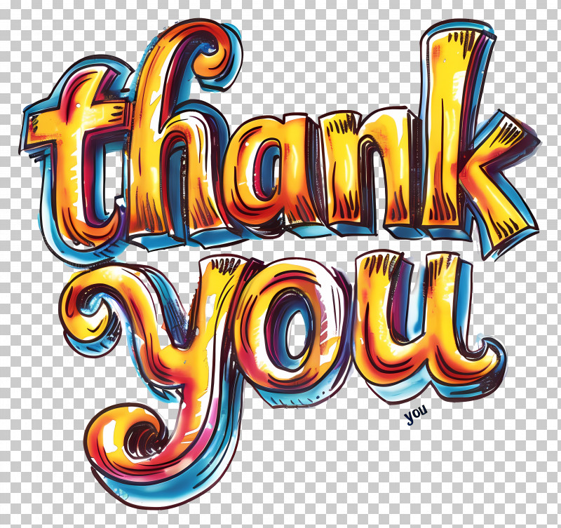 Thank You - Colorful Thank You Illustration With Bold Letters PNG ...