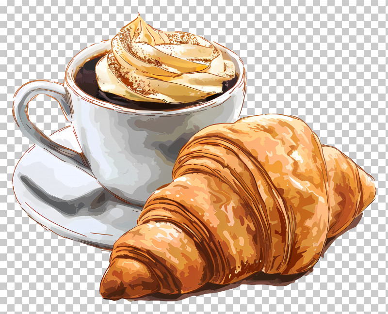 Croissant With Coffee - Coffee Cup With Croissant Illustration PNG, Clipart, Baked Pastry ...