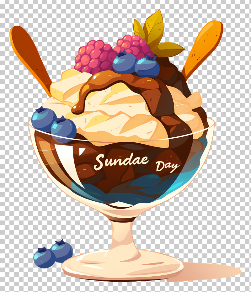 National Sundae Day - Ice Cream Sundae With Berries And Chocolate PNG ...