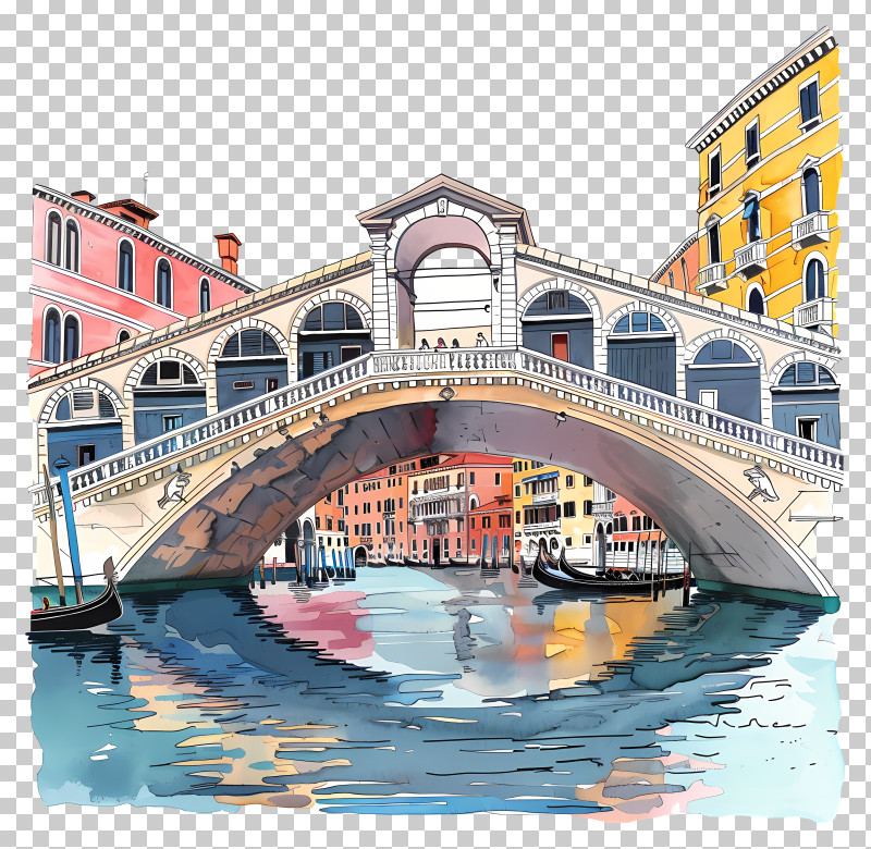 Rialto Bridge - Illustrated Rialto Bridge In Venice PNG, Clipart ...