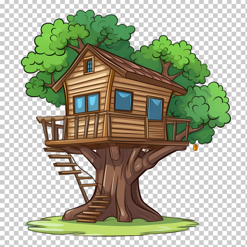 Tree House - Two-Story Treehouse With Wooden Decks PNG, Clipart ...