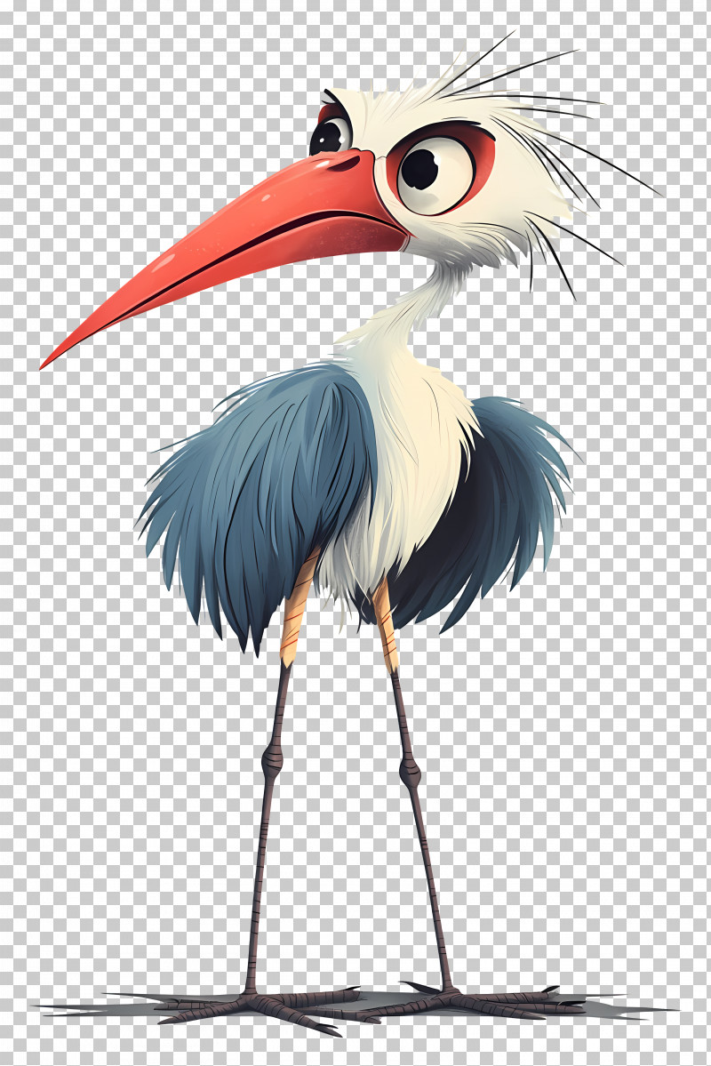 Cute Stork - Quirky Cartoon Bird With Long Beak PNG, Clipart, Blue ...