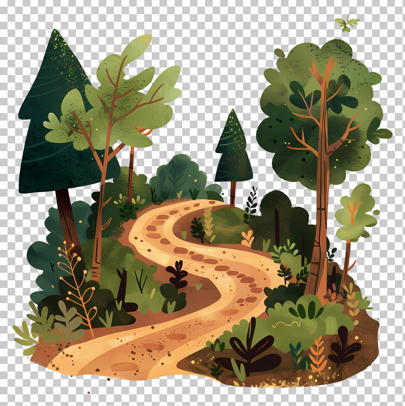 Forest Paths - Illustrated Forest Path With Trees PNG, Clipart ...