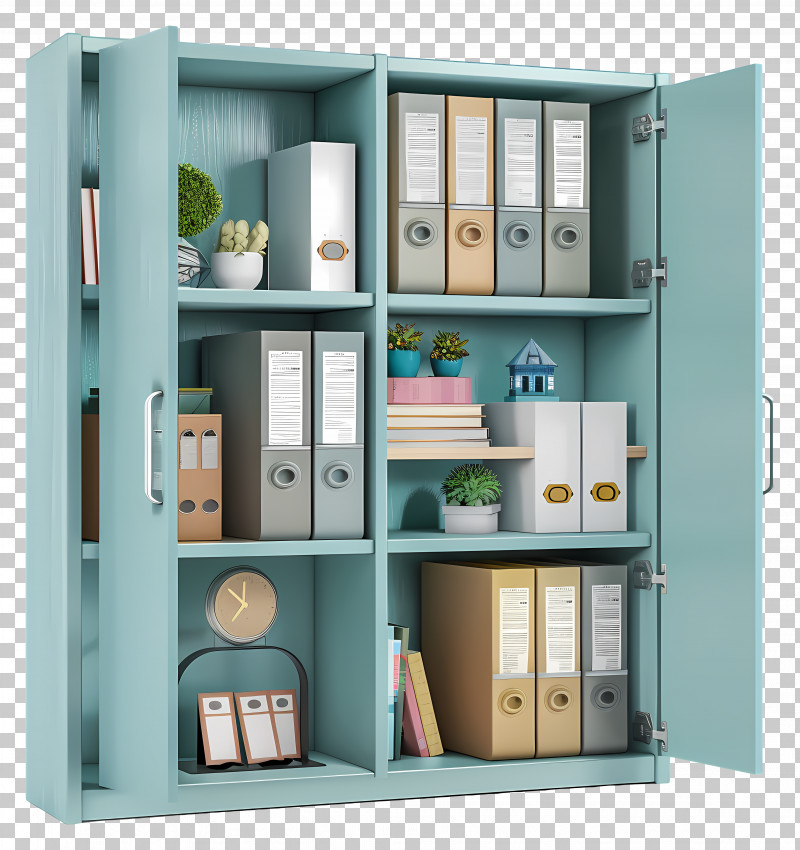 Office Cupboard - Organized Bookshelf With Files And Books PNG, Clipart ...