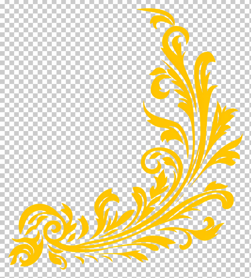 Corner - Yellow Floral Corner Decorative Pattern PNG, Clipart ...