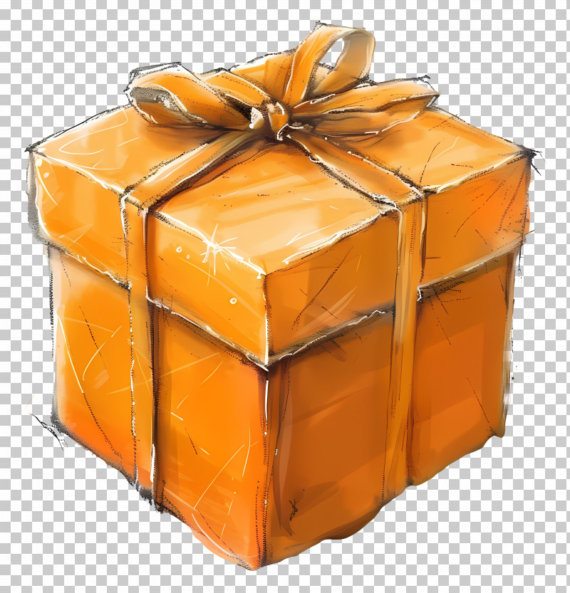 Orange Gift Box - Orange Gift Box With Ribbon PNG, Clipart, Anniversary ...
