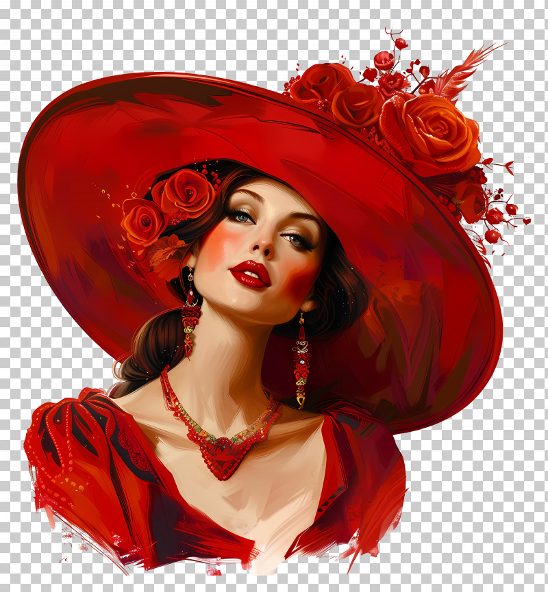 Madame - Elegant Woman In Red Hat Illustration PNG, Clipart, Chic ...