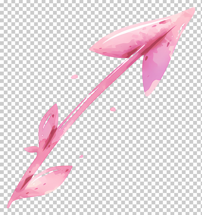 Pink Curved Arrow - Pink Arrow With Decorative Feathers PNG, Clipart ...