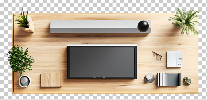 Top View Furniture - Modern TV Setup With Soundbar And Decor PNG ...
