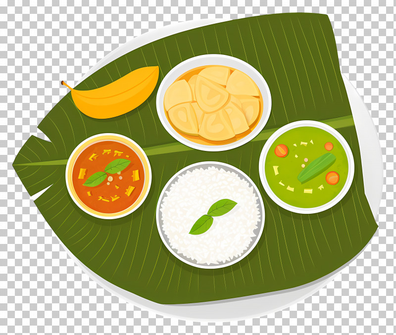 Indian Food - Traditional Banana Leaf Meal Illustration PNG, Clipart ...