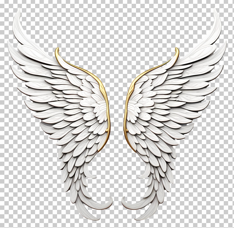 Doodle Angel Wings - White Angel Wings Illustration With Golden Accents ...