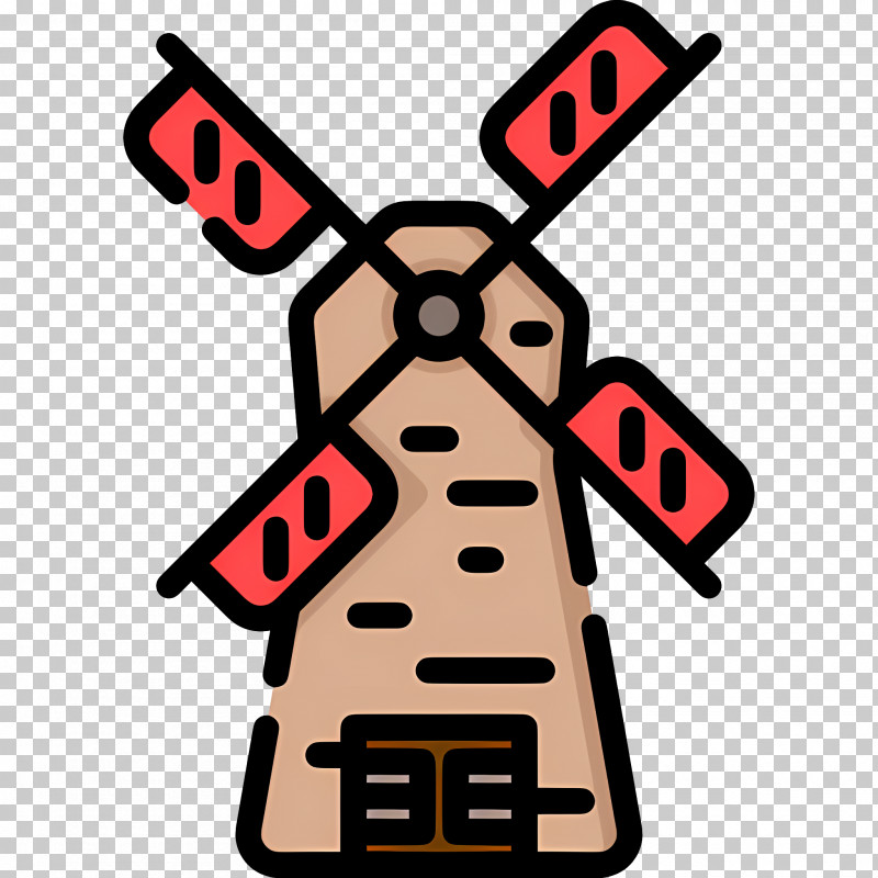 Windmill - Traditional Windmill With Red Blades PNG, Clipart, Blades ...