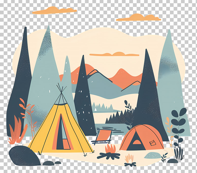 Summer Camp - Camping Scene In The Outdoors With Tents PNG, Clipart ...
